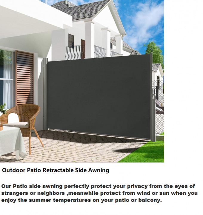 Patio Terrace Sun Shade Outdoor Canopy Side Awning Grey Screen Auvent ...